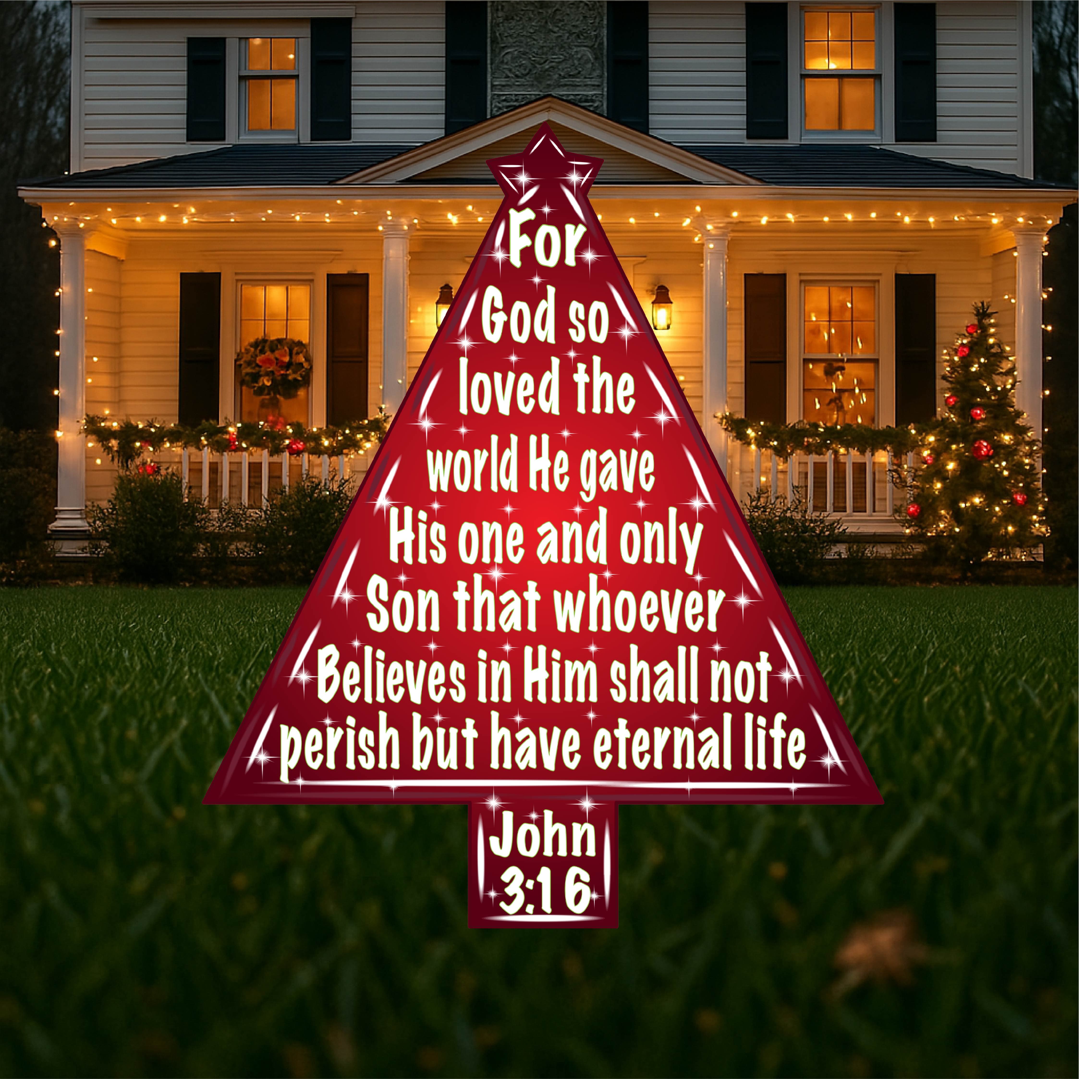 John 3:16 Tree Christmas Holiday Decor – Yard Art Decor and More LLC