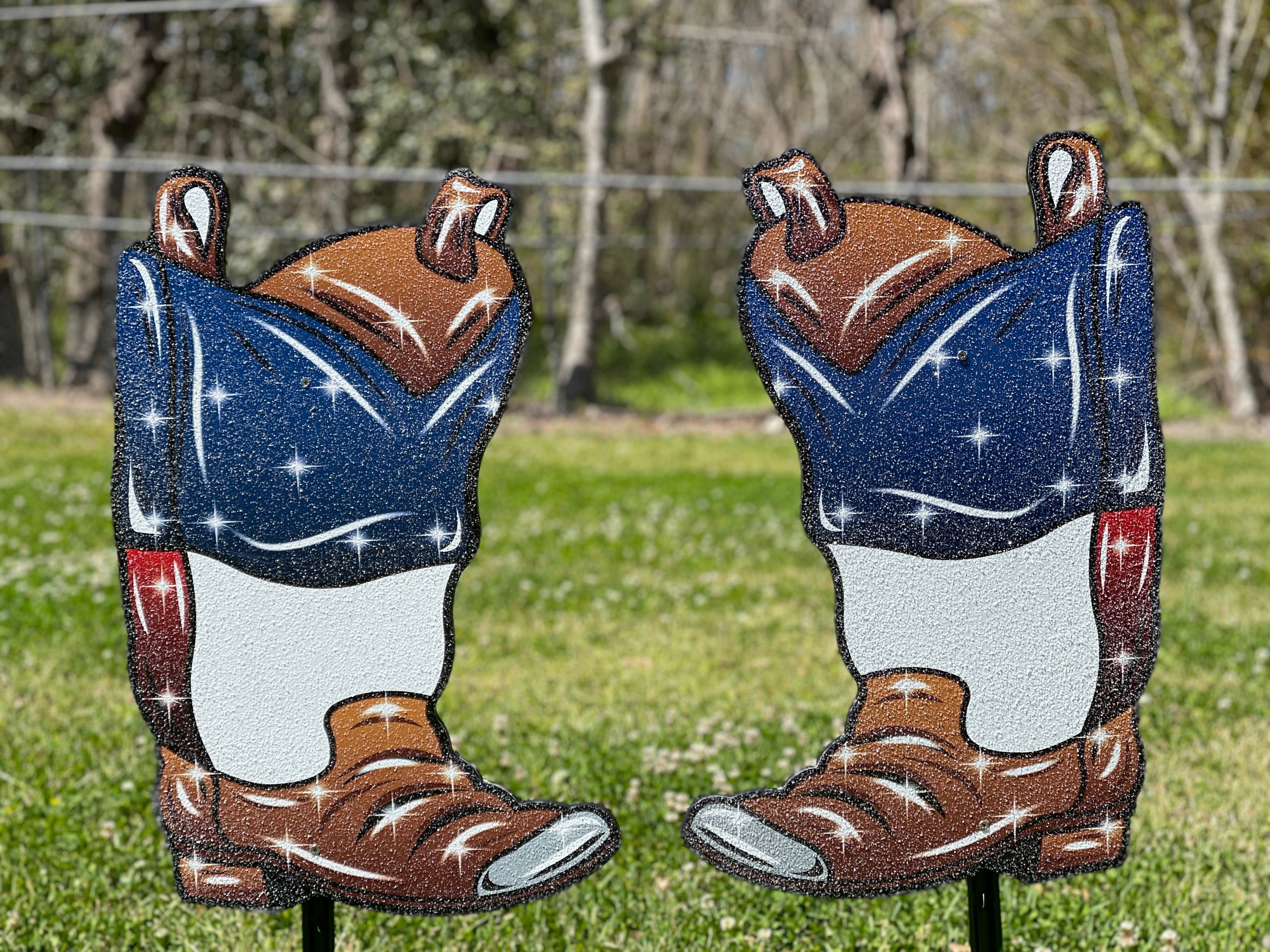 Cowboy Boots Outdoor Christmas Decor – Yard Art Decor and More LLC