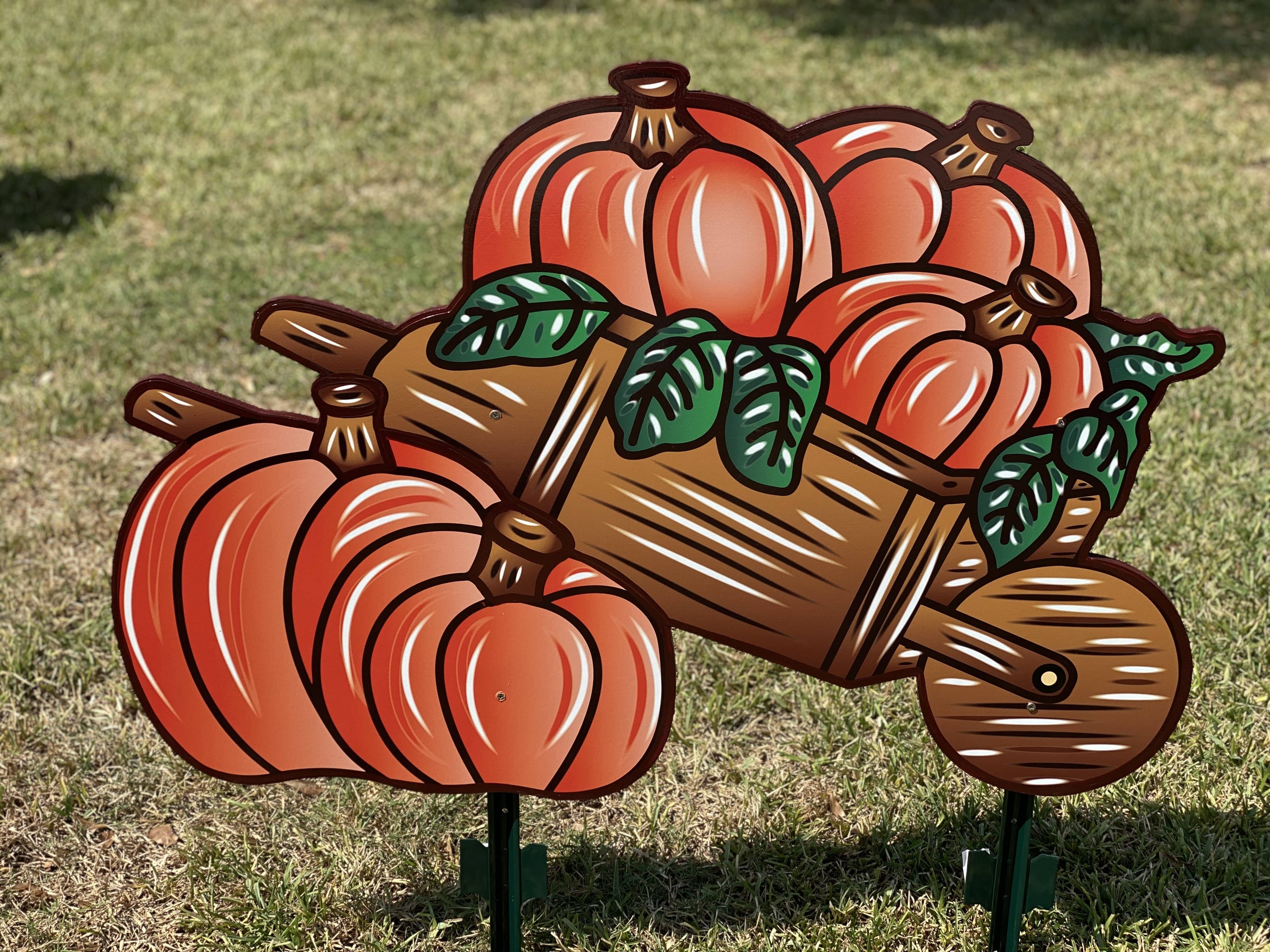 Outdoor Fall Decoration Wheelbarrow Full of Pumpkins – Yard Art Decor ...