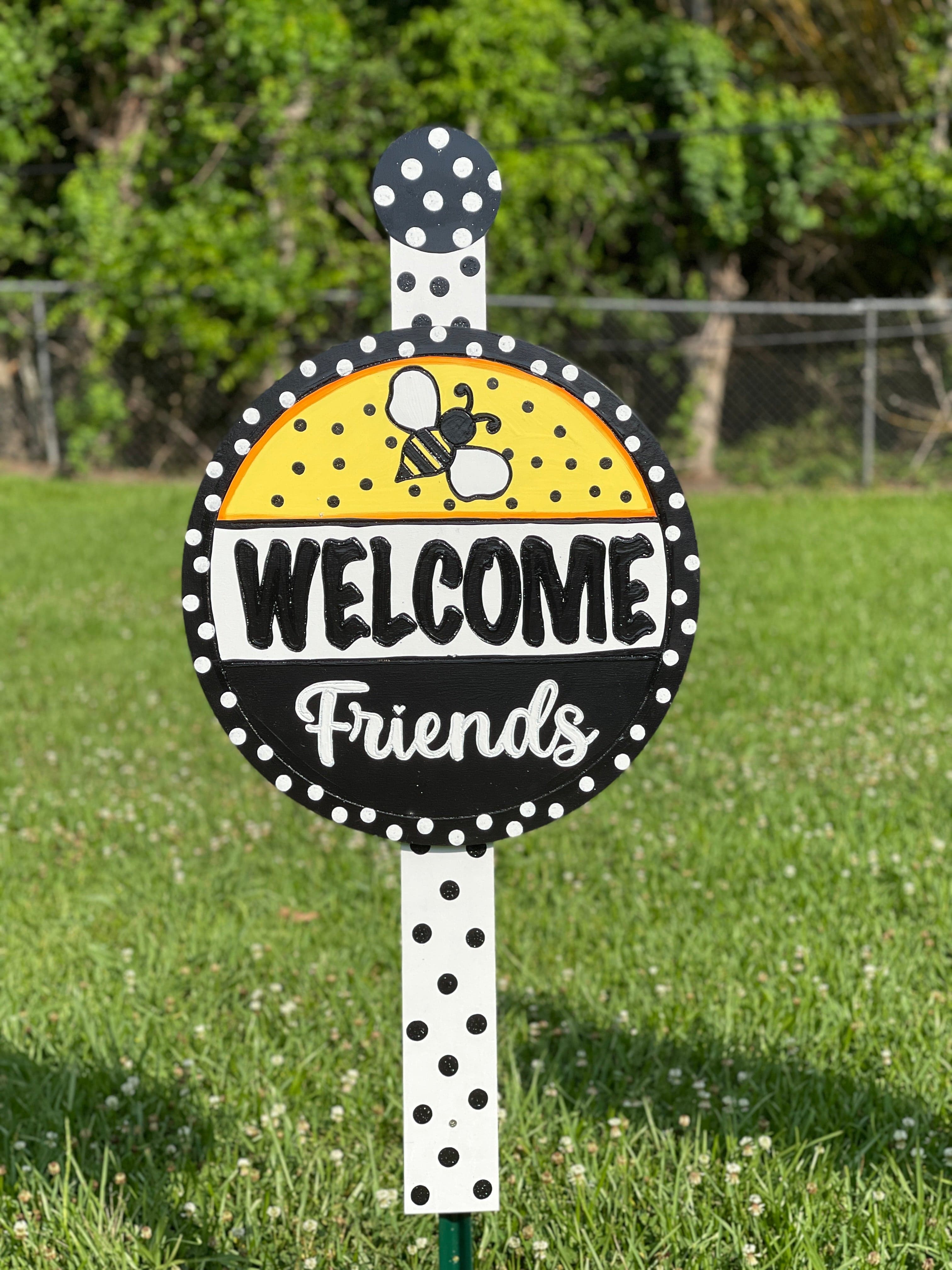 Bumble Bee Welcome Sign Blank | DIY Yard Art with Pole – Yard Art Decor ...