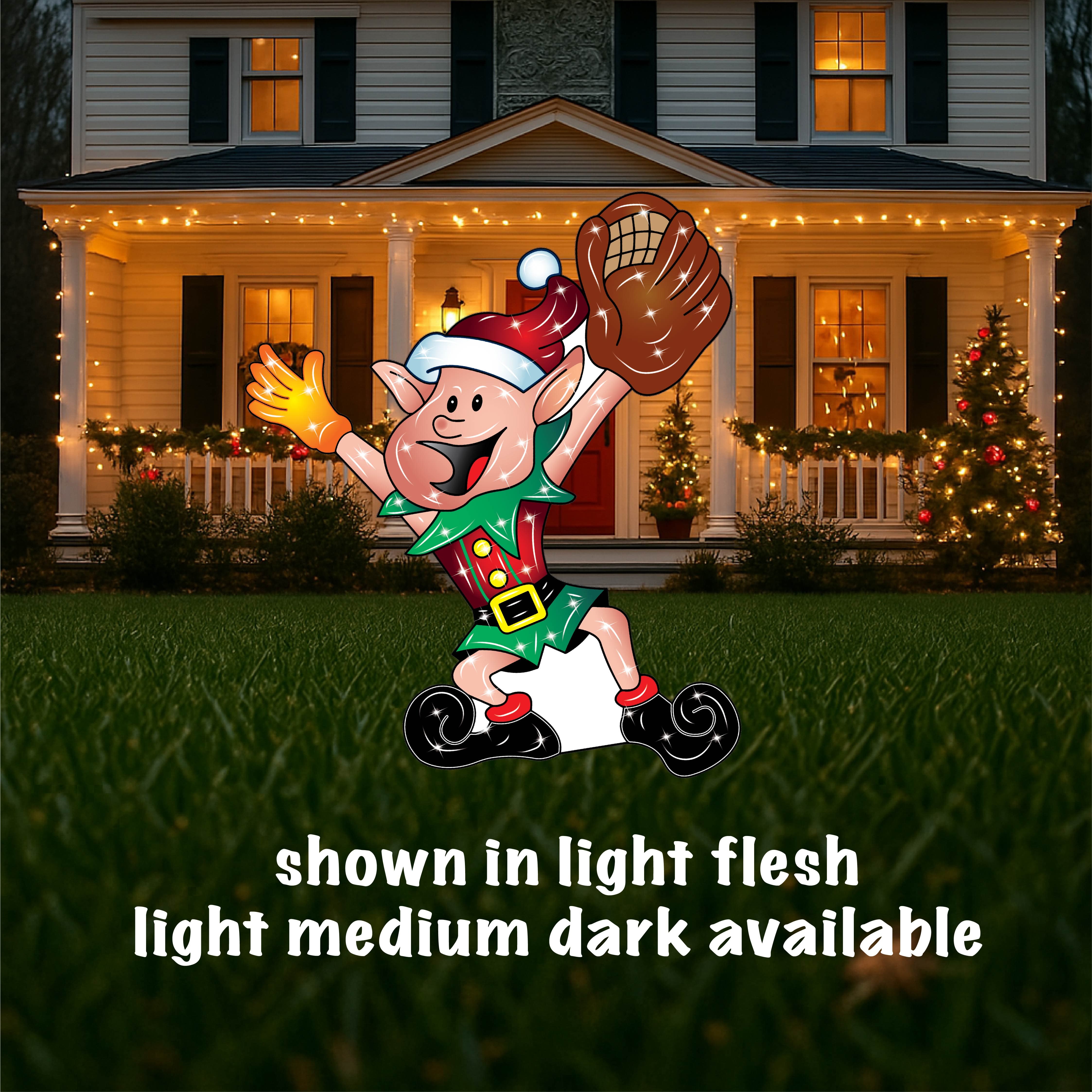 Christmas Baseball Christmas Elf Playing Baseball with Santa – Yard Art ...
