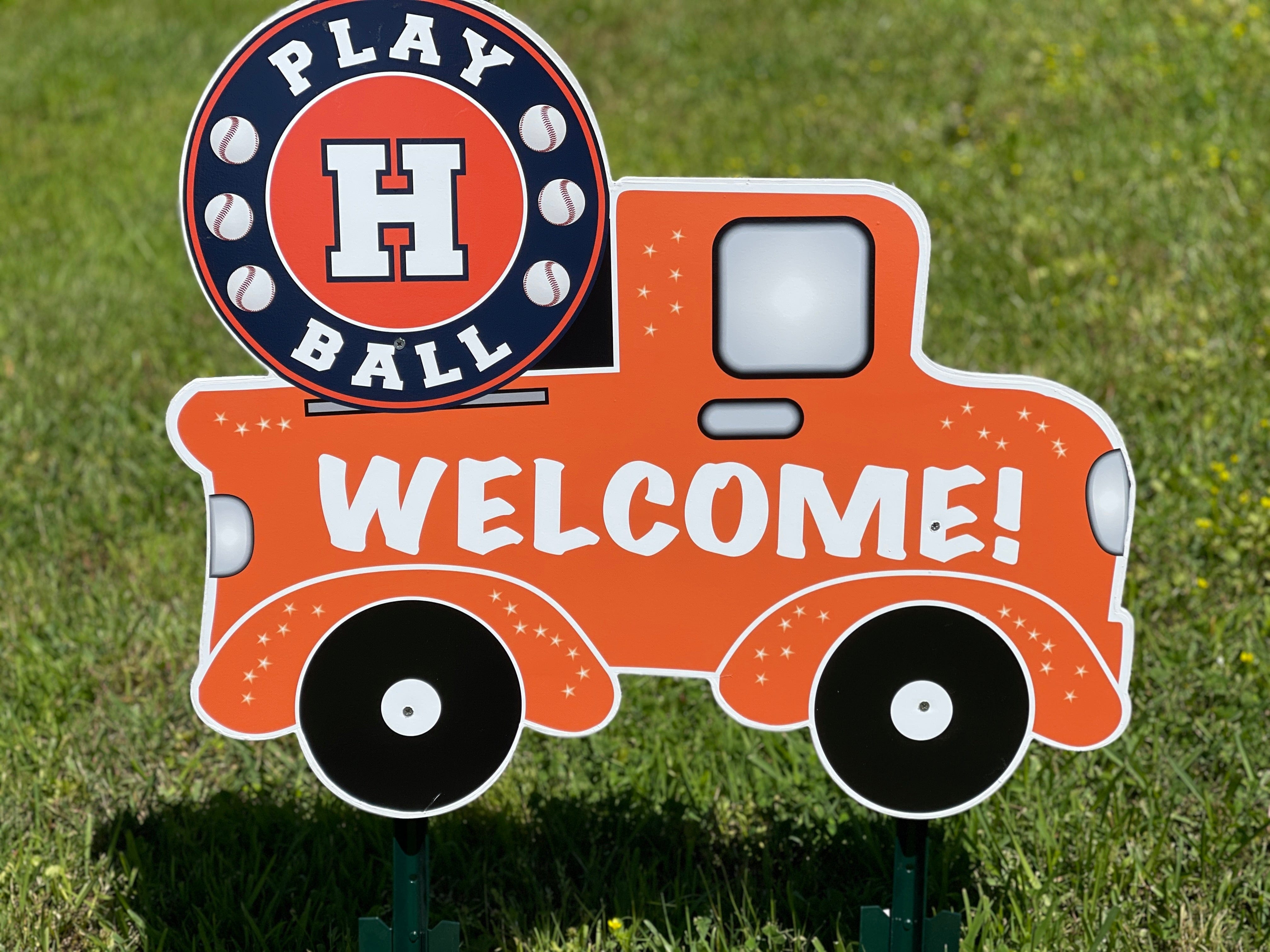 Colorful Baseball Welcome Orange Baseball Truck Yard Art Sign – Yard ...