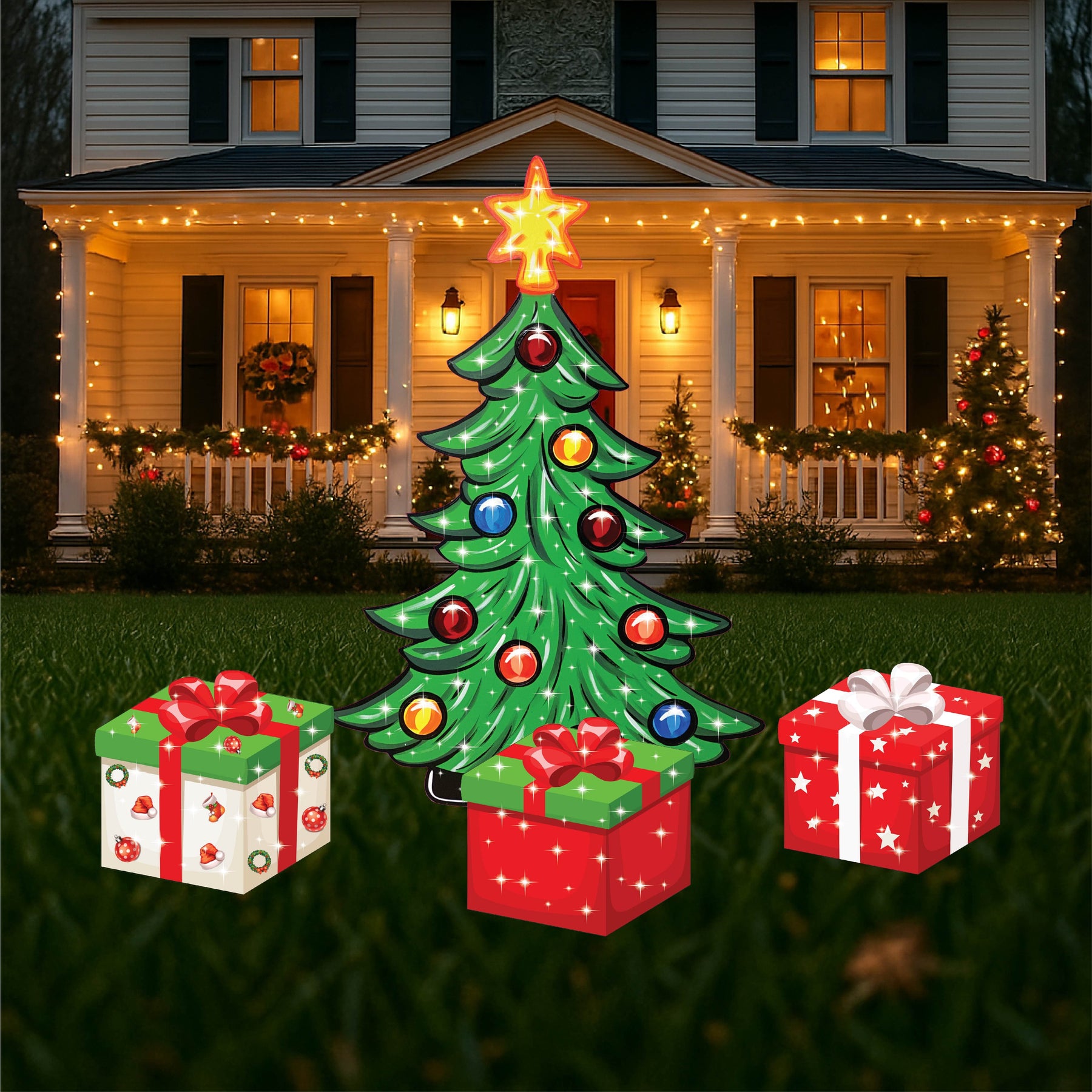 Small Christmas Tree Without Lights Yard Art Outdoor Christmas ...