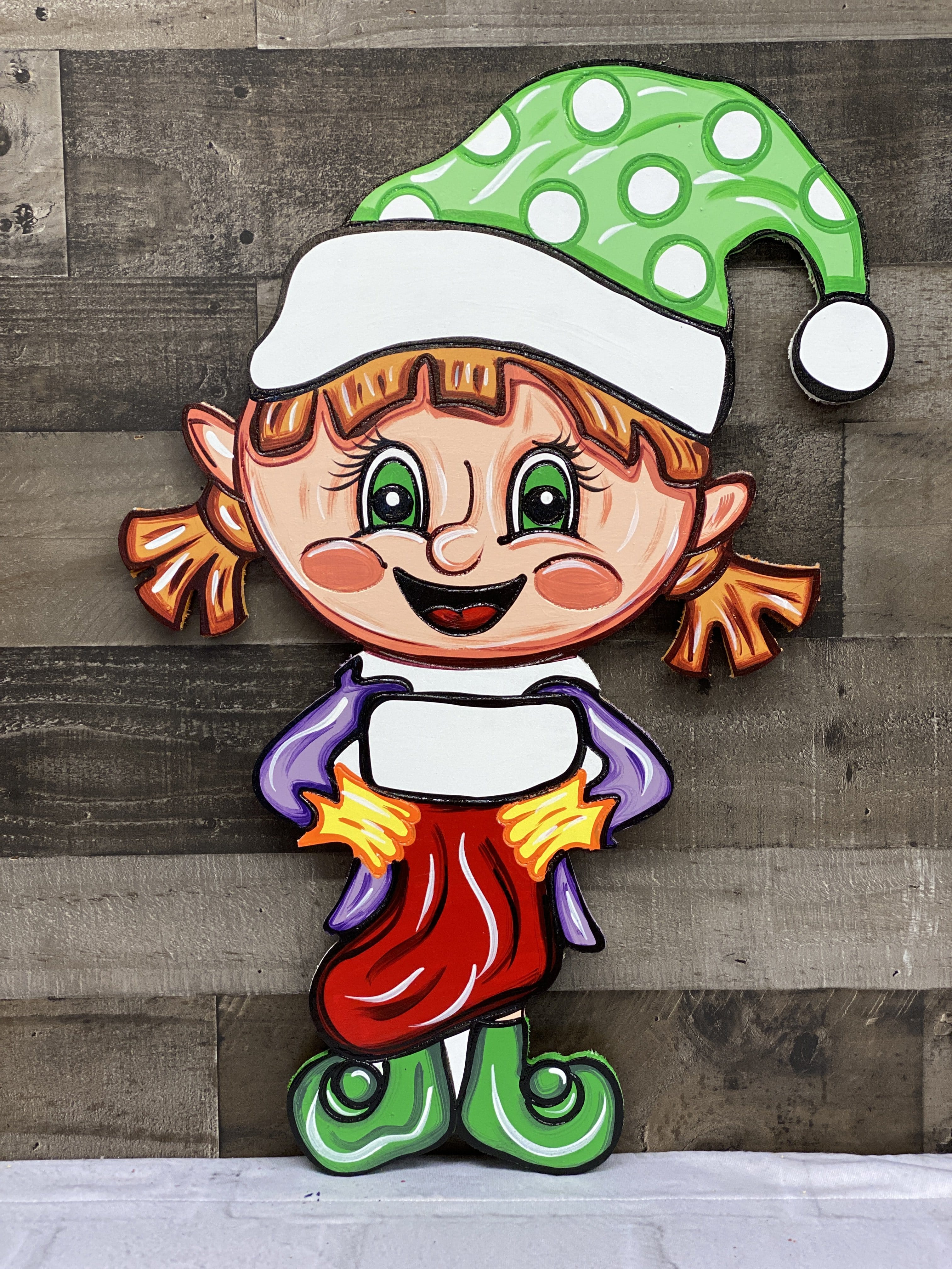 Girl Elf with Stocking DIY Blank | Christmas Yard Art – Yard Art Decor ...