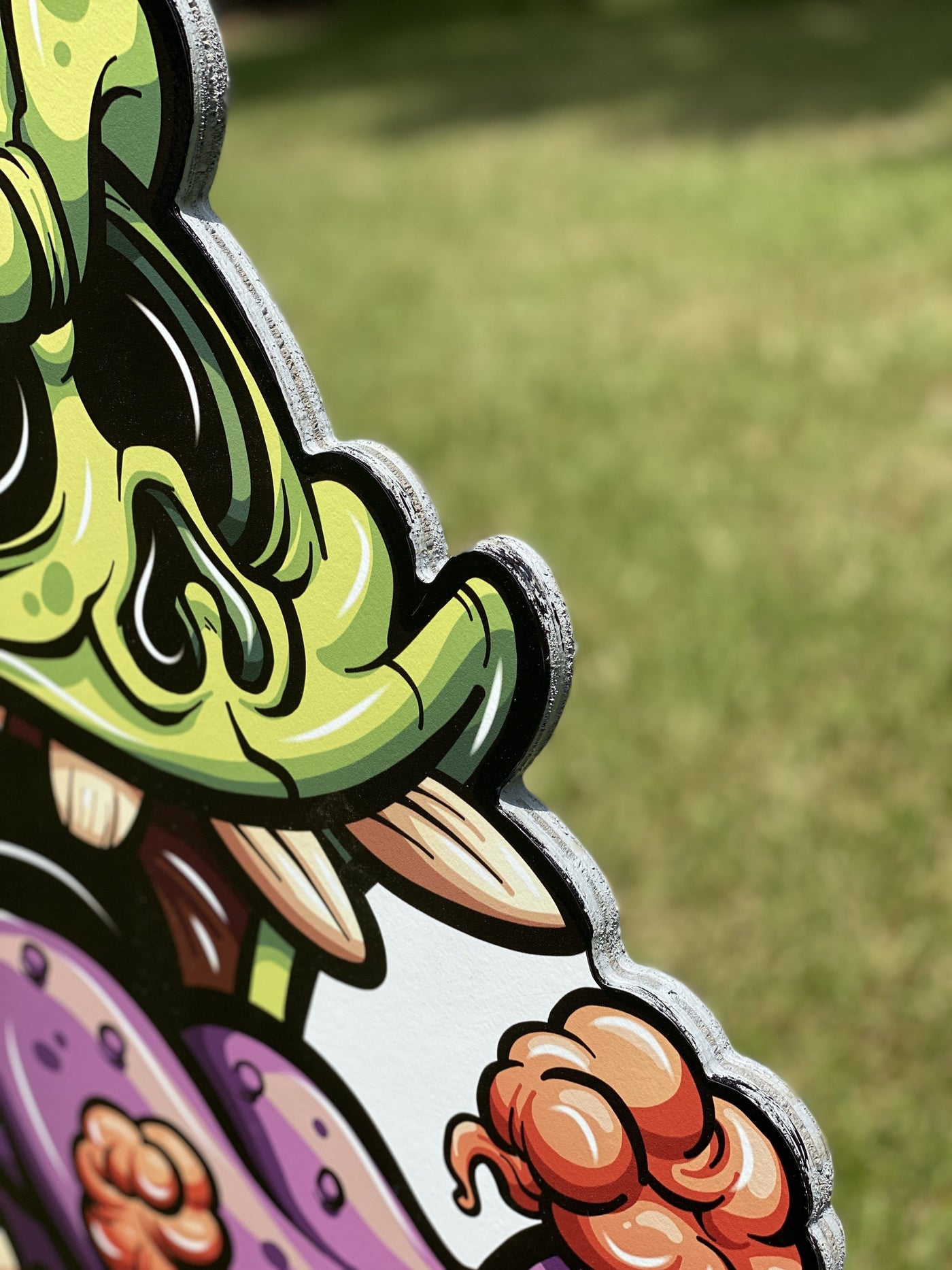 Green Zombie Face Halloween Yard Decor – Yard Art Decor and More LLC