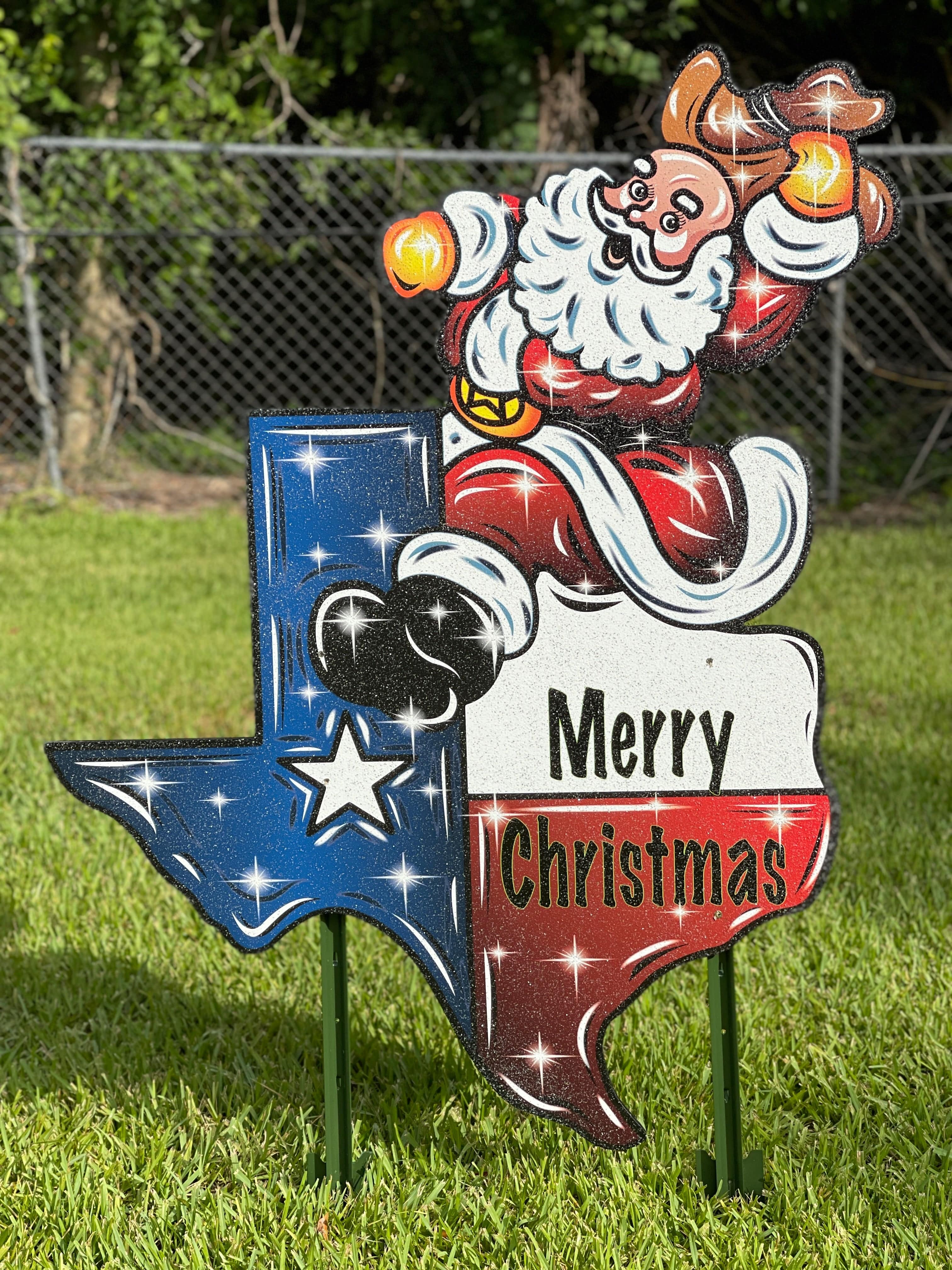 Santa on the State of Texas Outdoor Holiday Decor – Yard Art Decor and ...