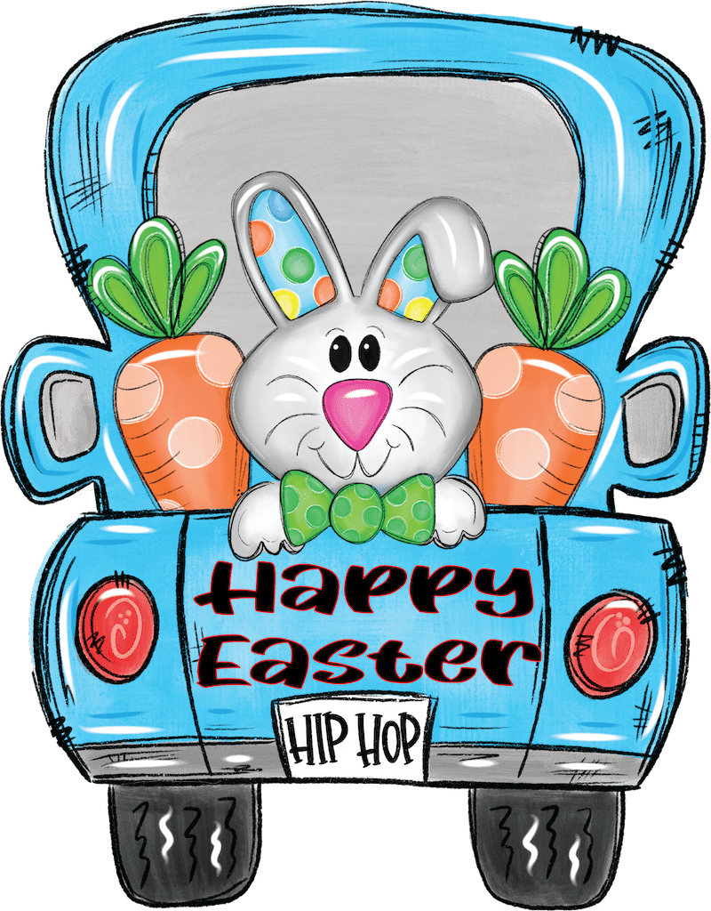 Happy Easter Bunny Blue Truck Sign Outdoor Decoration – Yard Art Decor ...