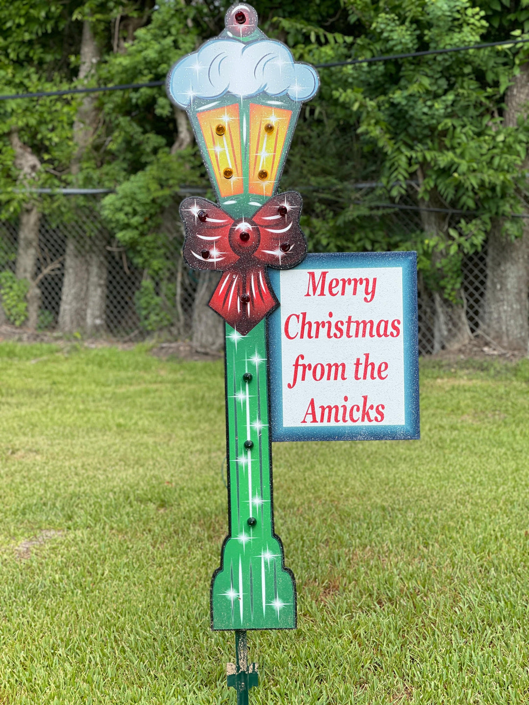 Personalized Lighted Lamp Post Christmas Yard Art – Yard Art Decor and ...