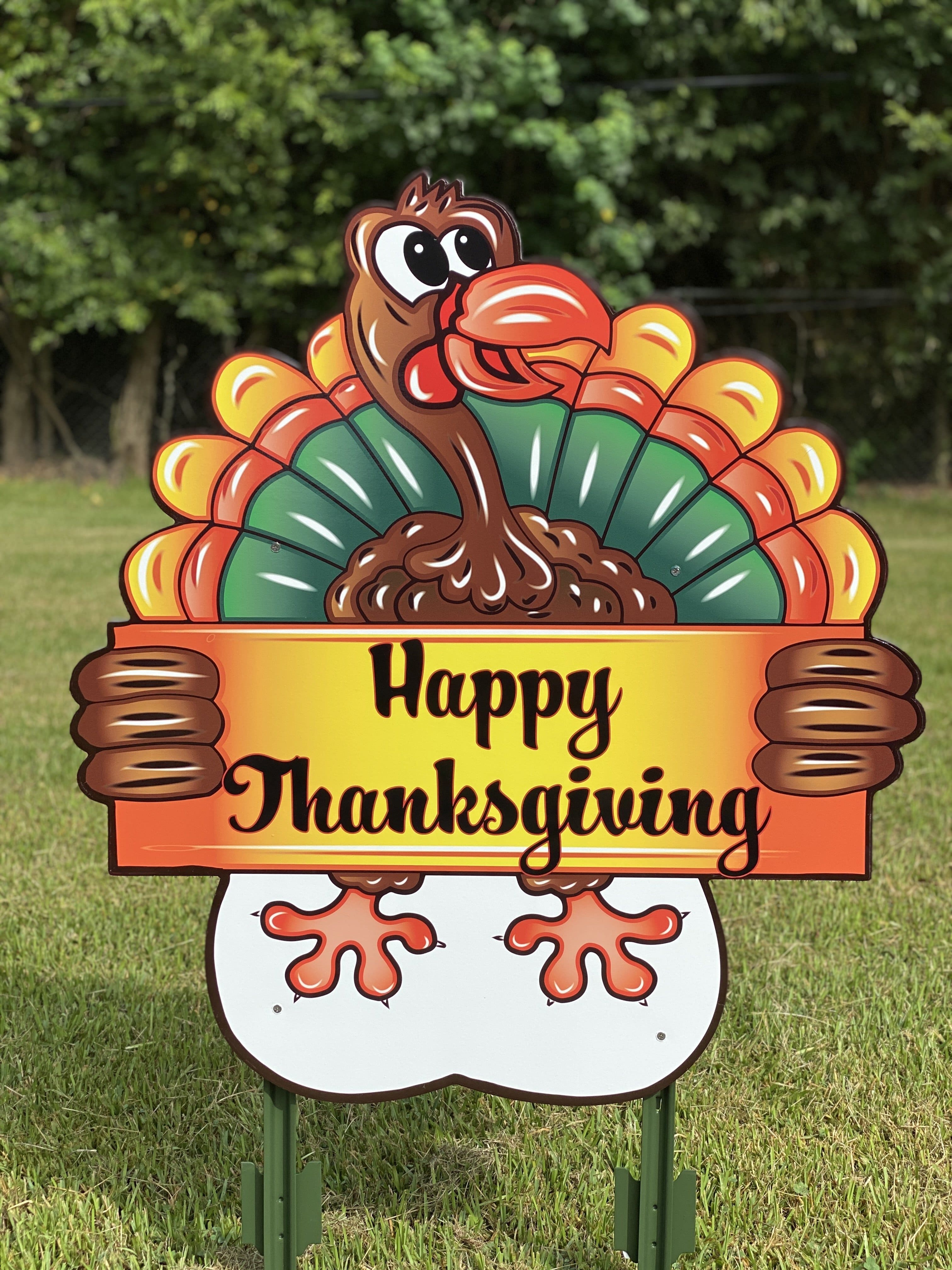 Turkey with Happy Thanksgiving Sign in Middle Outdoor Fall Decor – Yard ...