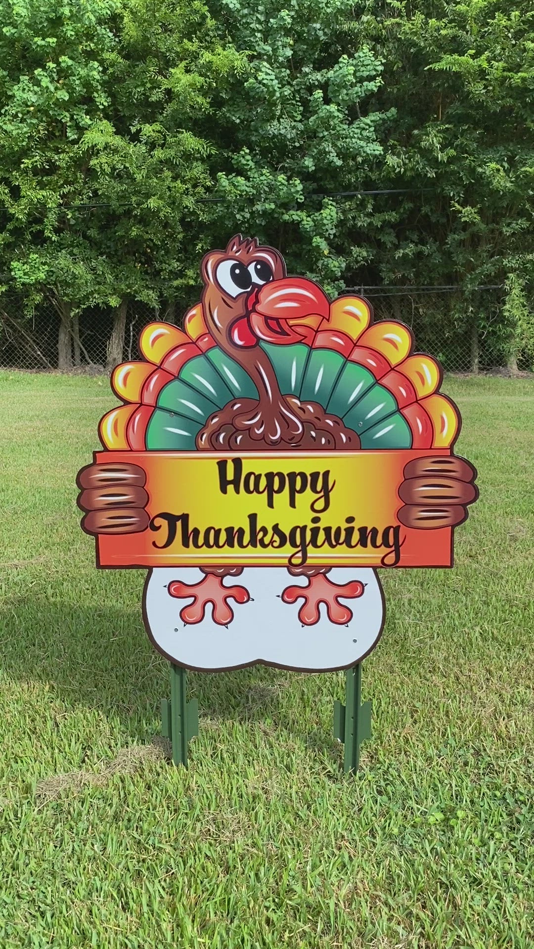 Turkey with Happy Thanksgiving Sign in Middle Outdoor Fall Decor – Yard ...