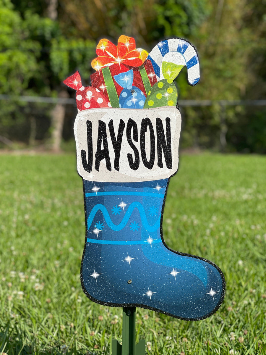 Red Personalized Christmas Stocking Outdoor Christmas Decor – Yard Art ...