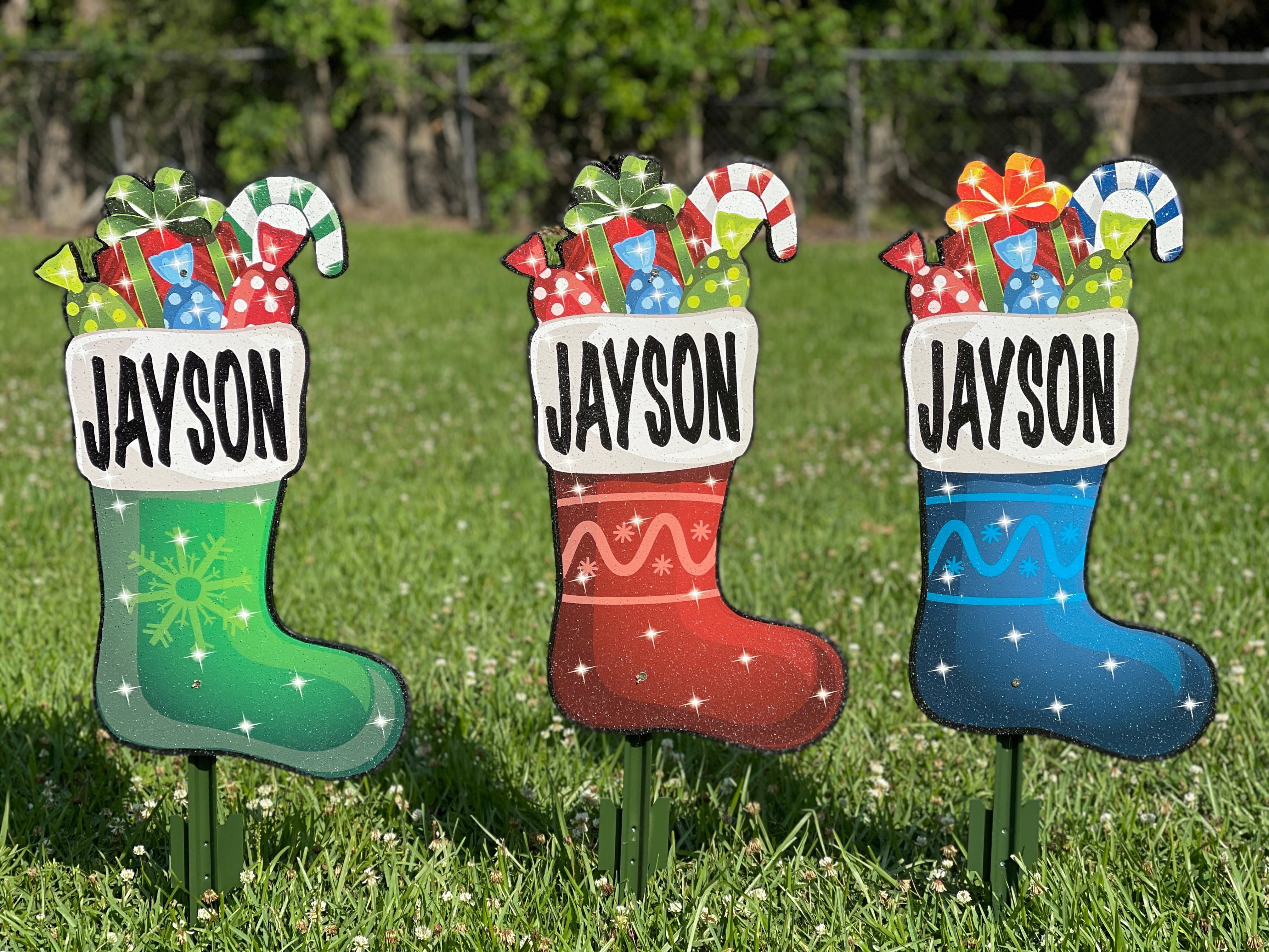 Red Personalized Christmas Stocking Outdoor Christmas Decor – Yard Art ...