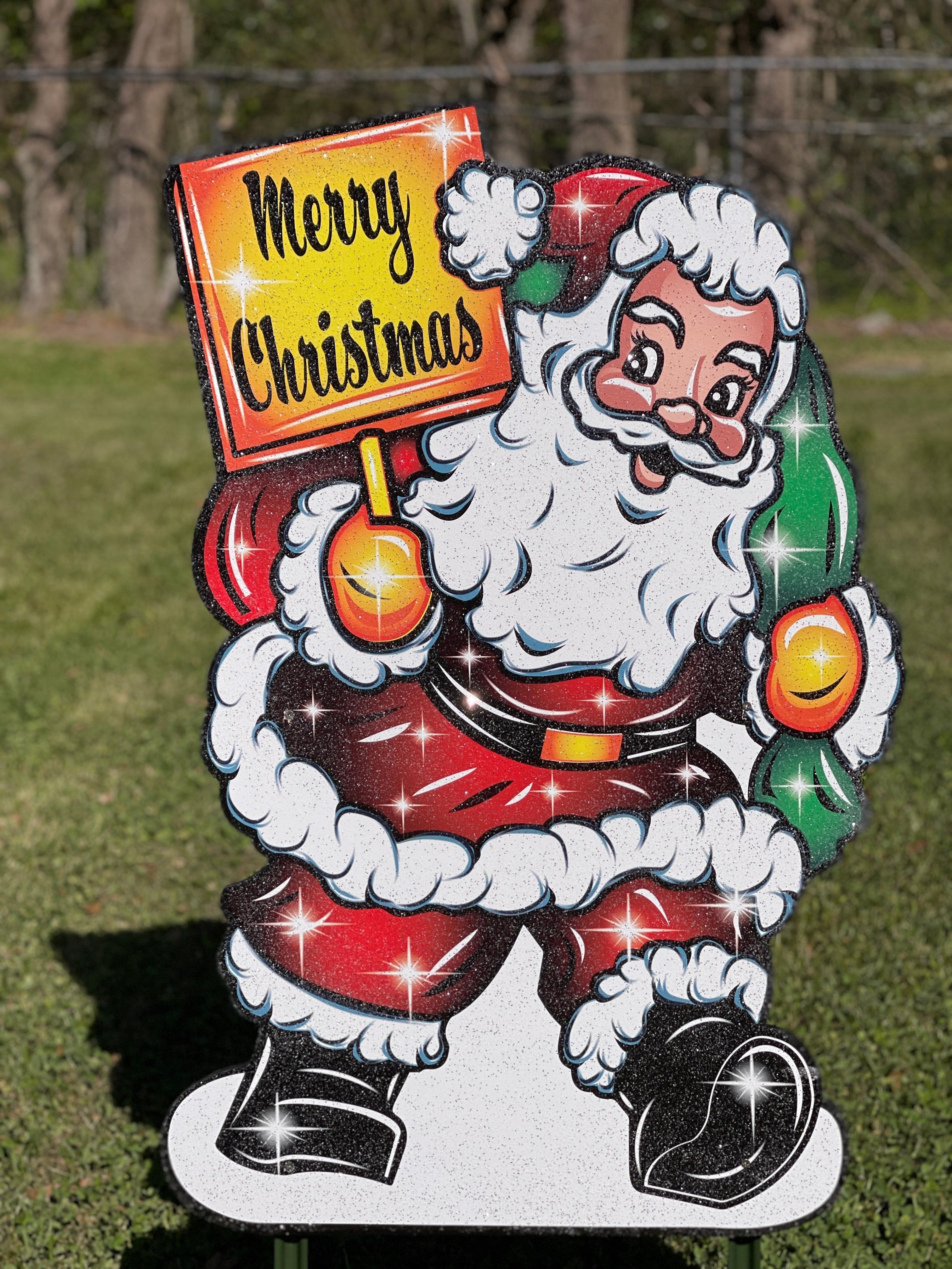 Santa Waving Merry Christmas Sign Wooden Christmas Sign – Yard Art ...