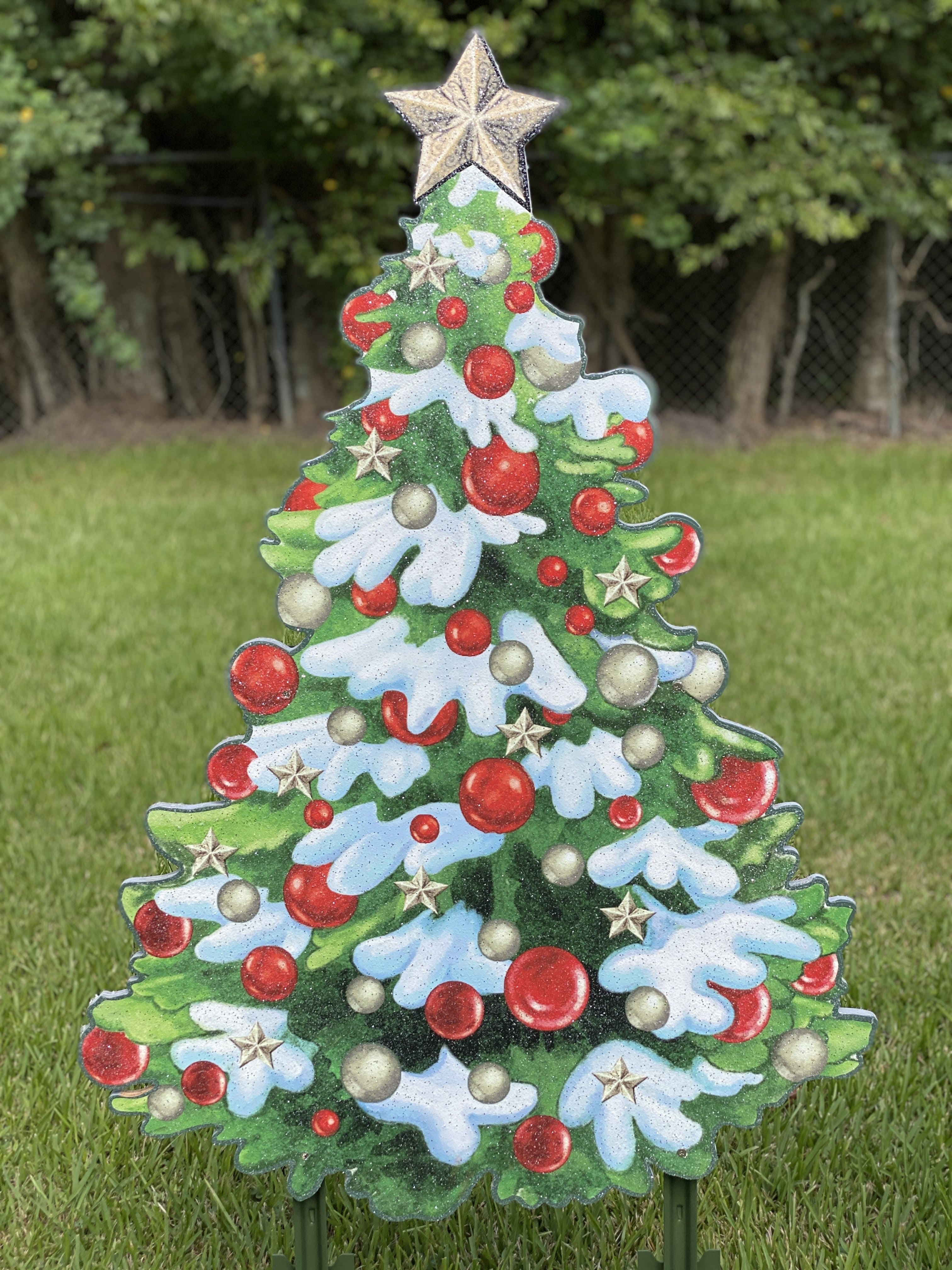 Snow Tree Christmas Yard Art Sign Outdoor Christmas Decor – Yard Art ...