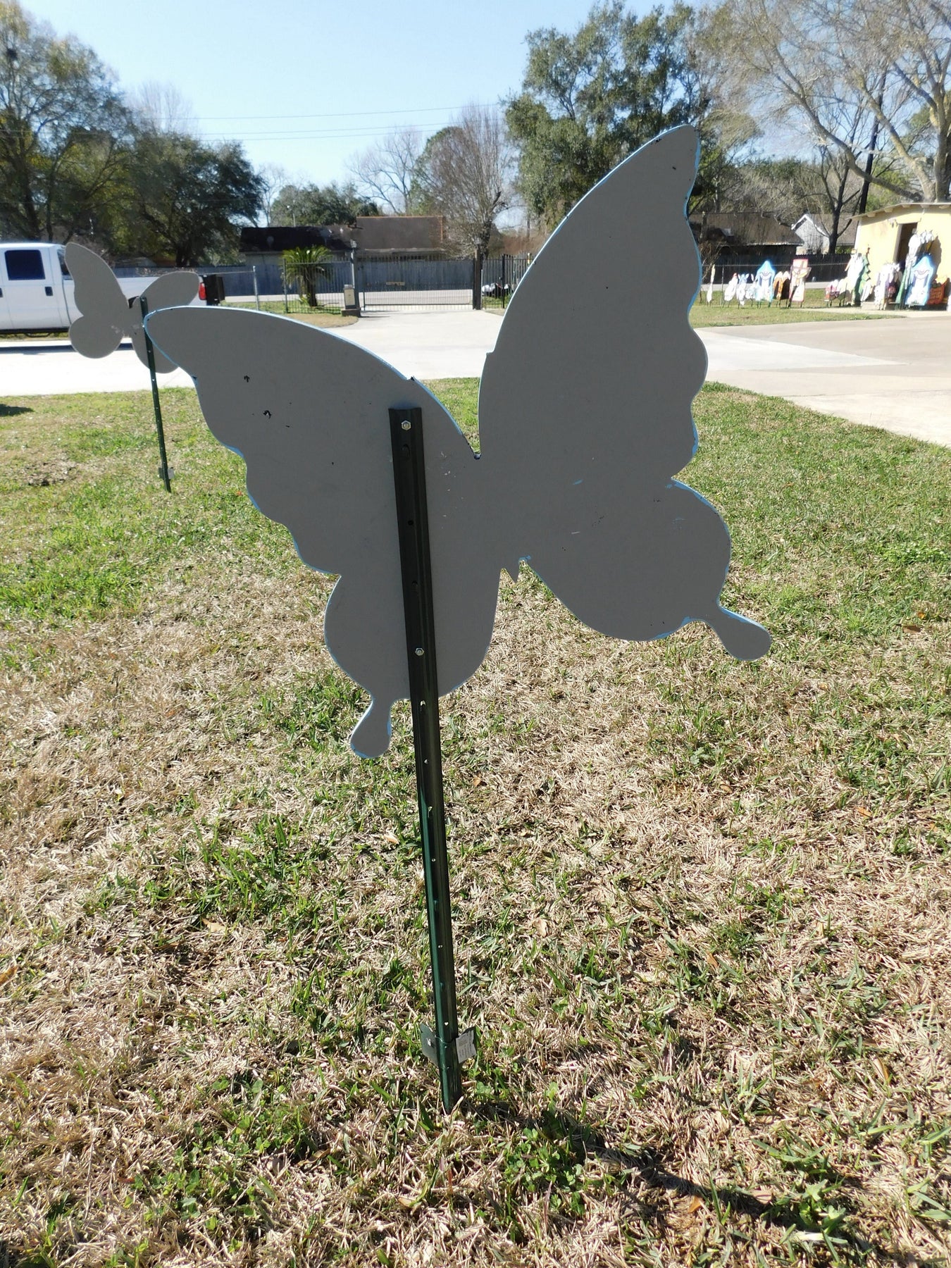 Stunning Blue & Pink Butterfly Outdoor Yard Art – Garden & Lawn Sign ...