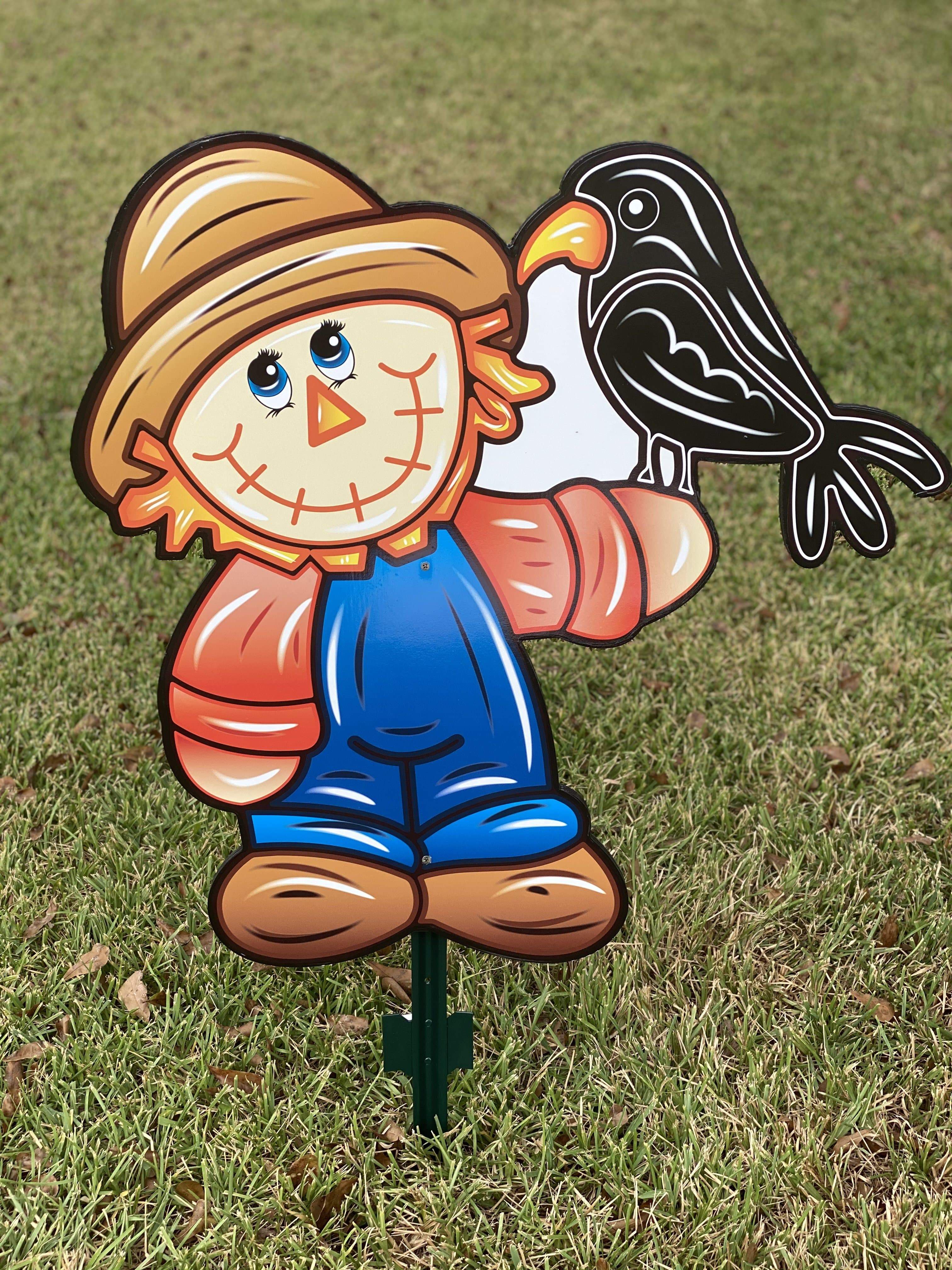 Scarecrow with a crow Halloween yard art Outdoor Halloween Decor – Yard ...