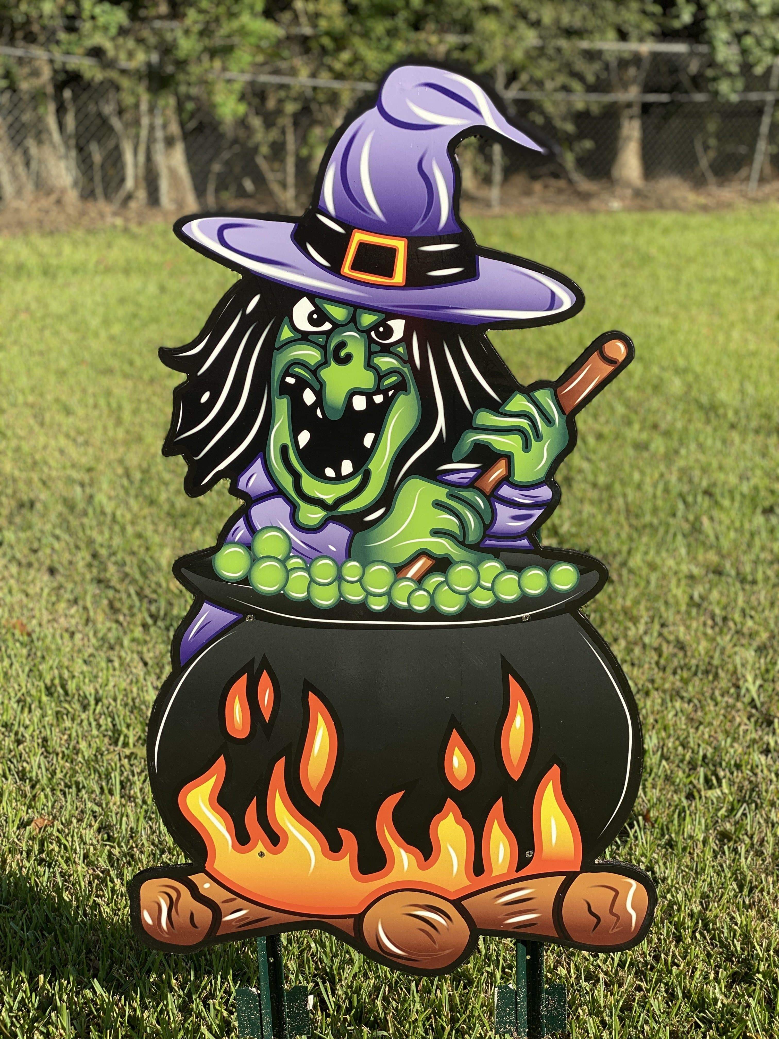 Witch stirring the Pot Outdoor Halloween Decor – Yard Art Decor and ...