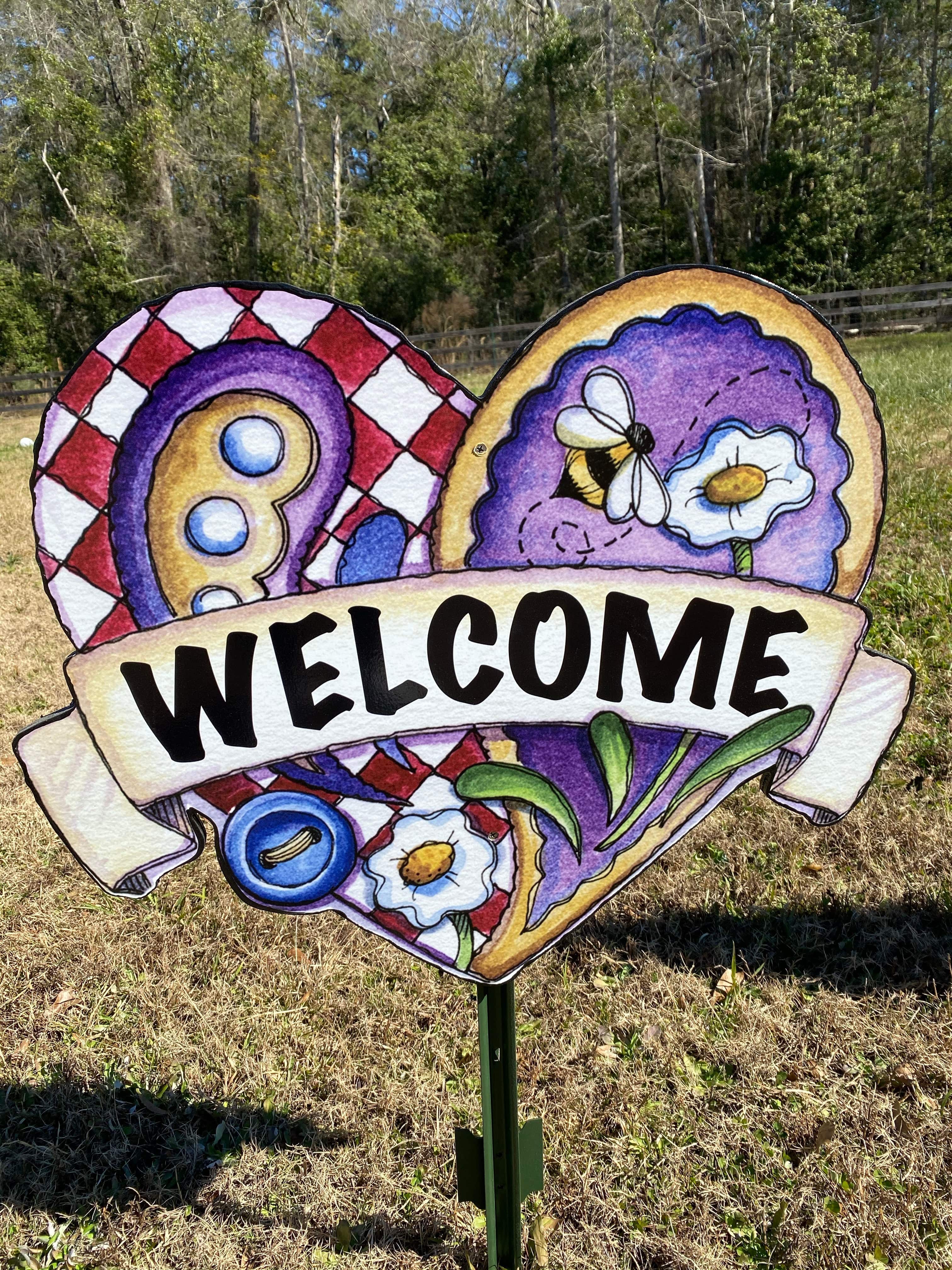 Welcome Heart Sign Outdoor Decoration – Yard Art Decor and More LLC