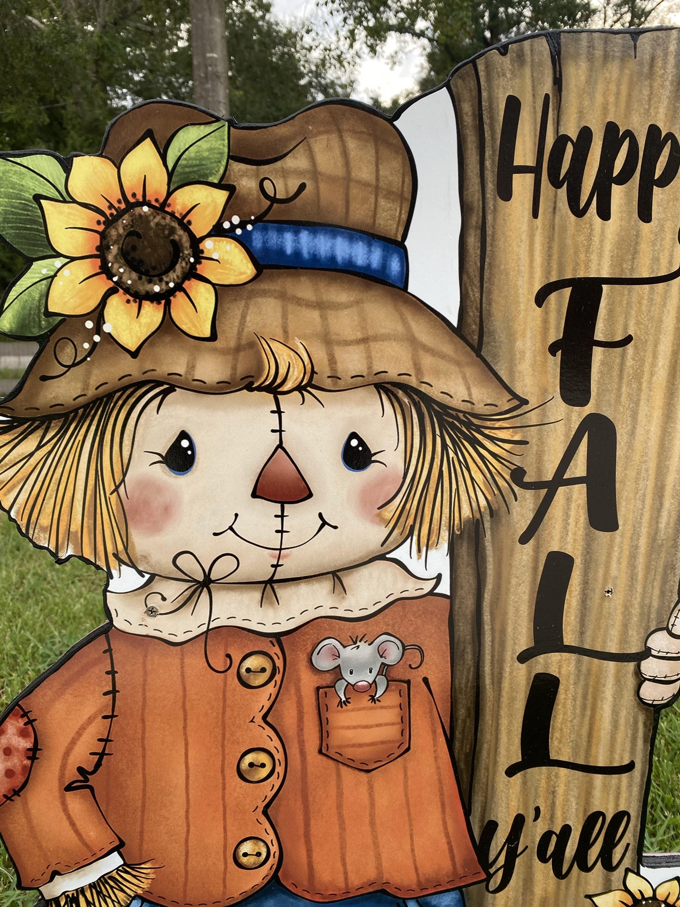 Scarecrow Hugs Wood Sign Fall Yard Art – Yard Art Decor and More LLC